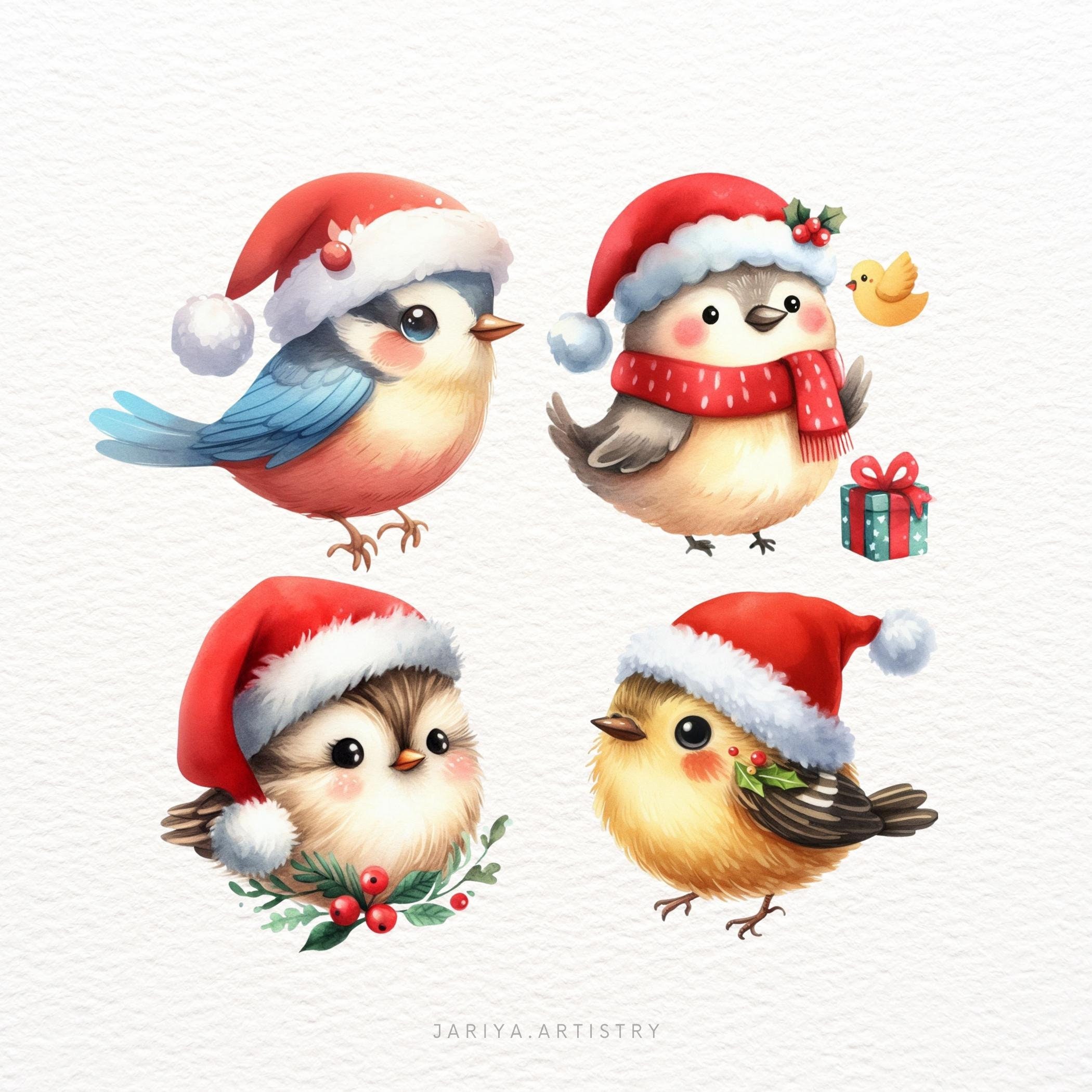 Watercolor Bird Santa Clipart Bundle (digital Download) - Etsy