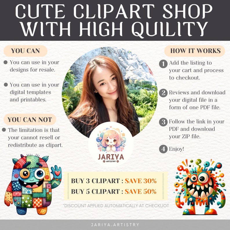 Cute Friendly Monster Clipart Bundle, Cute Monster Clipart PNG ...