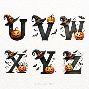 Watercolor Halloween Alphabet Clipart: Spooky Letter PNG Designs - Etsy