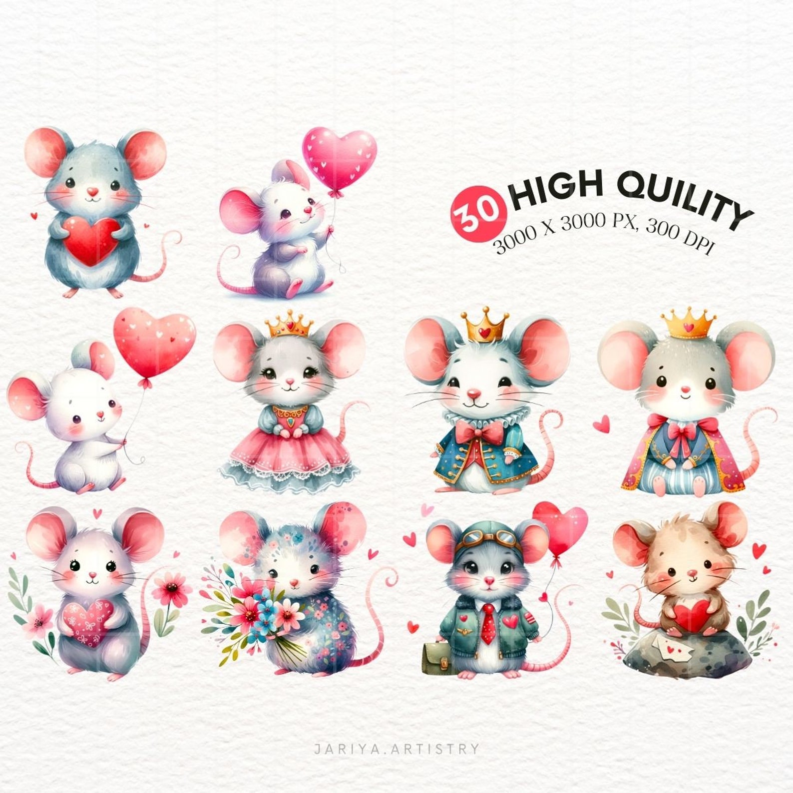 Cute Valentine Mice Graphics - Romantic Clipart for Sublimation & Card ...