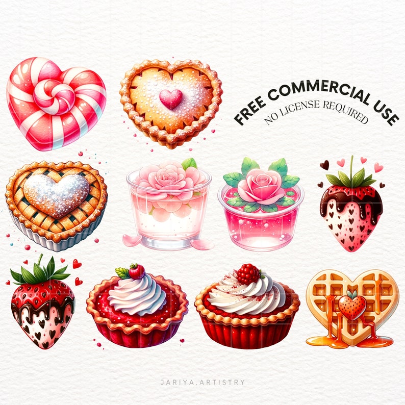 Romantic Valentine's Watercolor Clipart Bundle for Sublimation Designs ...