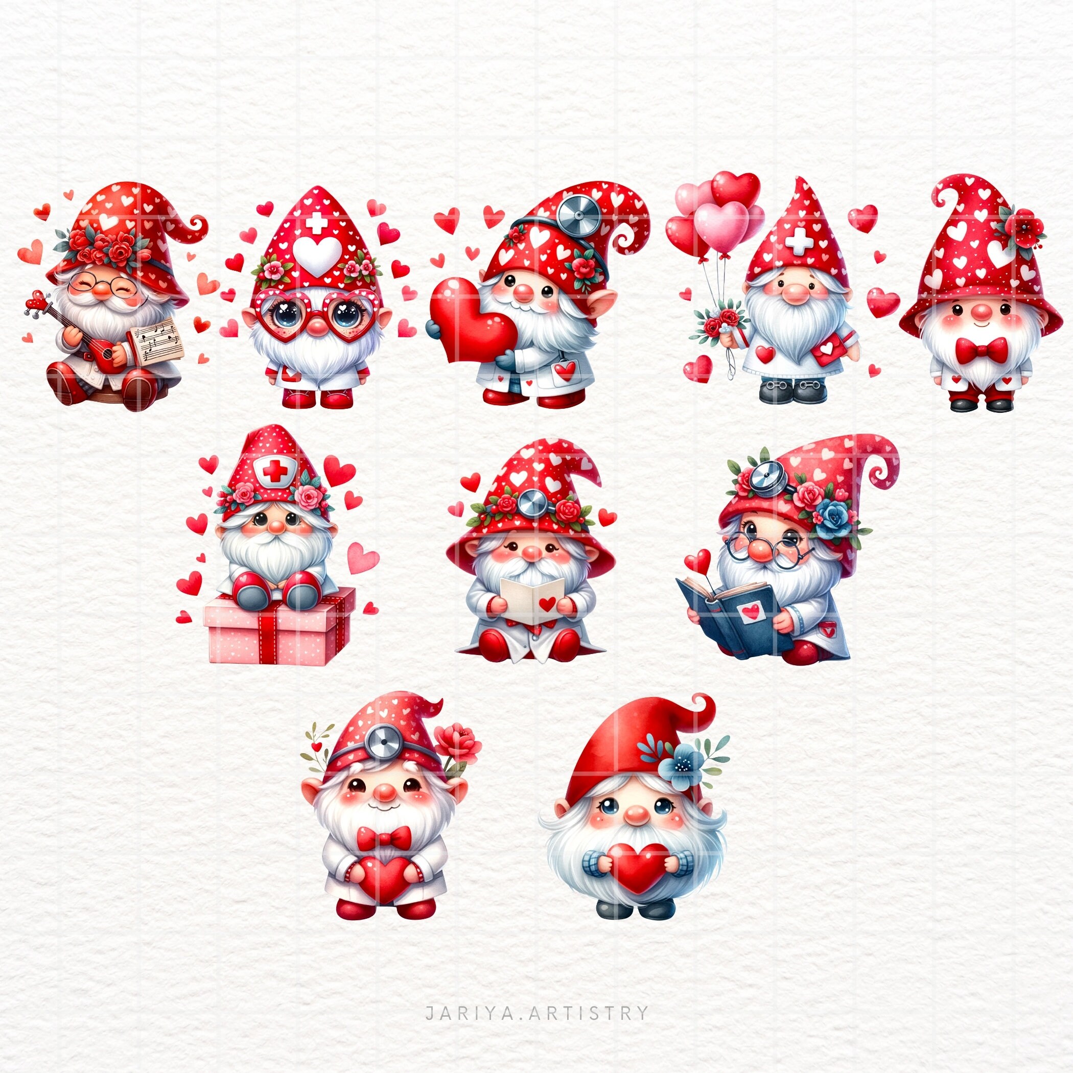 Doctor & Nurse Gnome Clipart, Medical Gnomes Watercolor PNG, Love ...