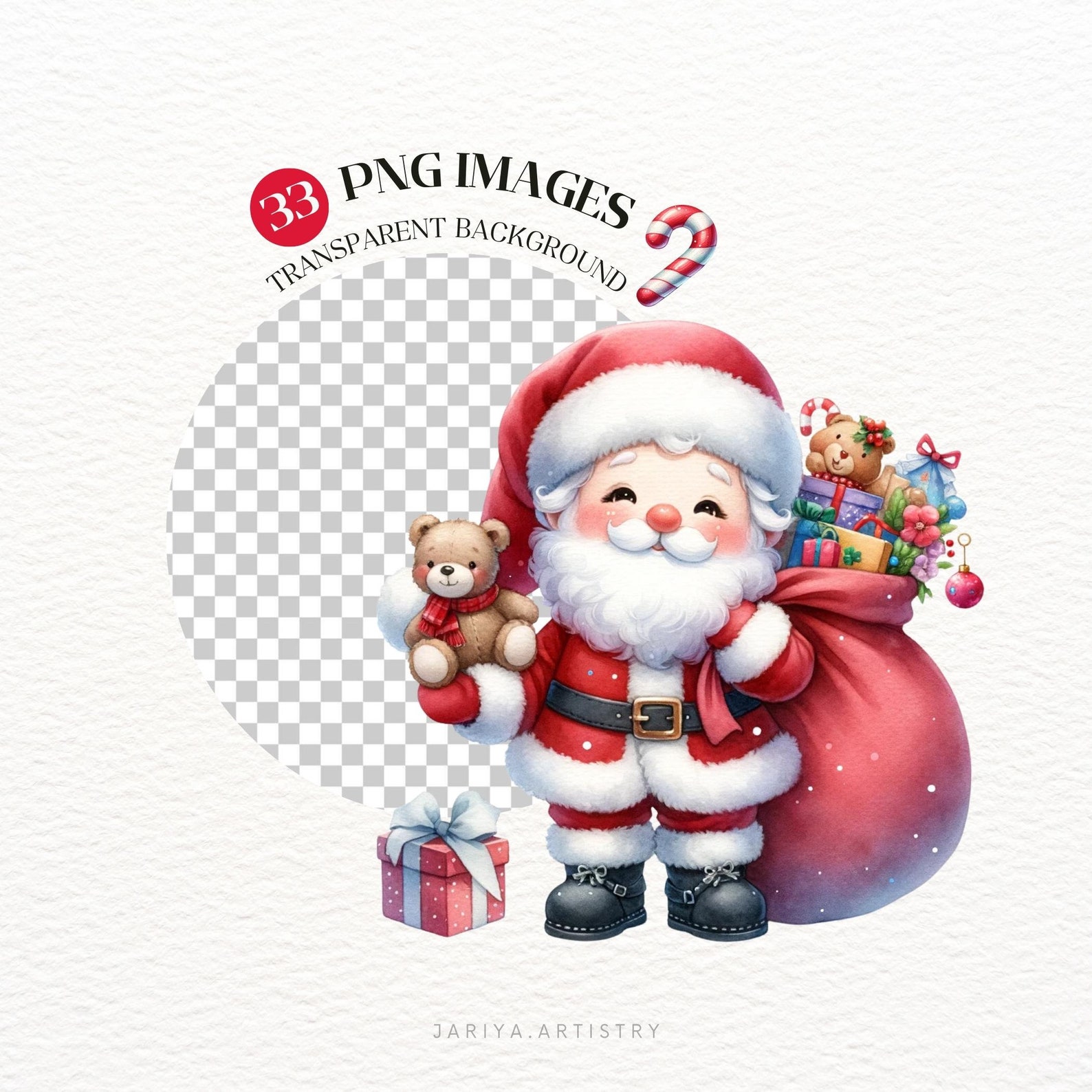 Cute Christmas Clipart Bundle, Watercolor Cute Christmas PNG, Cute ...
