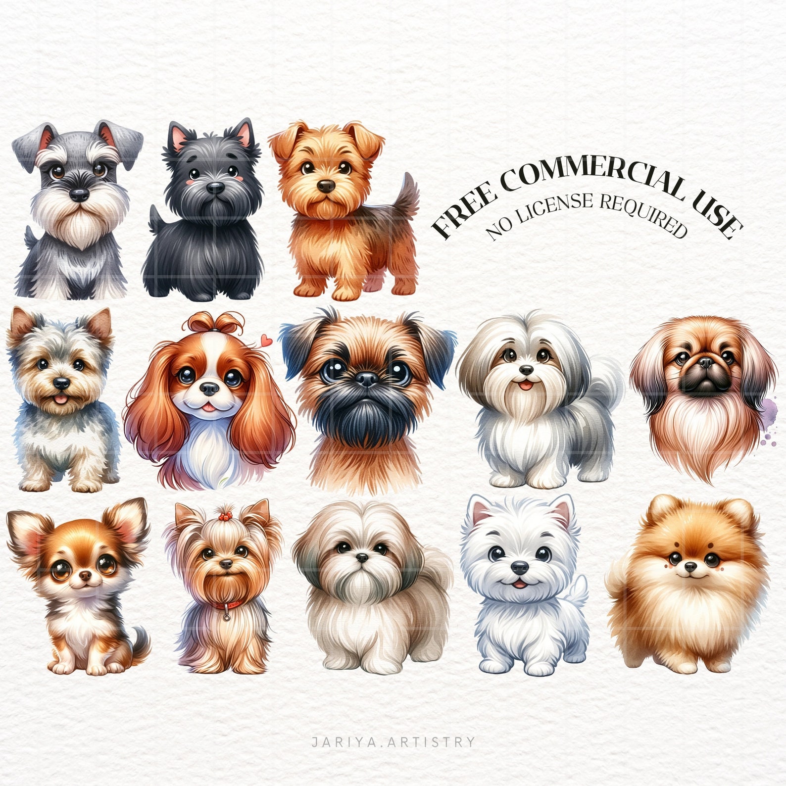 Cute Puppy Watercolor Clipart Bundle, Dog Breeds PNG (digital Download ...