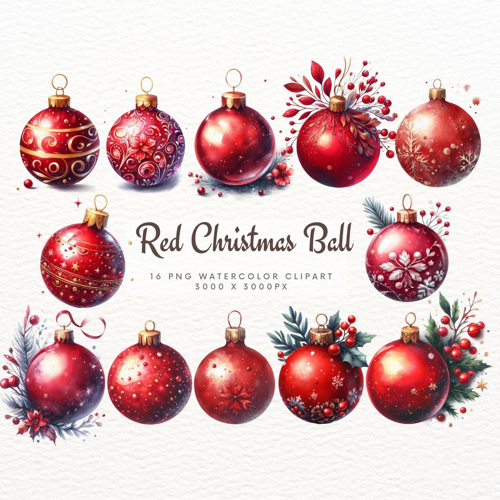 Red Christmas Ball Clipart Bundle, Red Christmas Ball PNG, Red ...