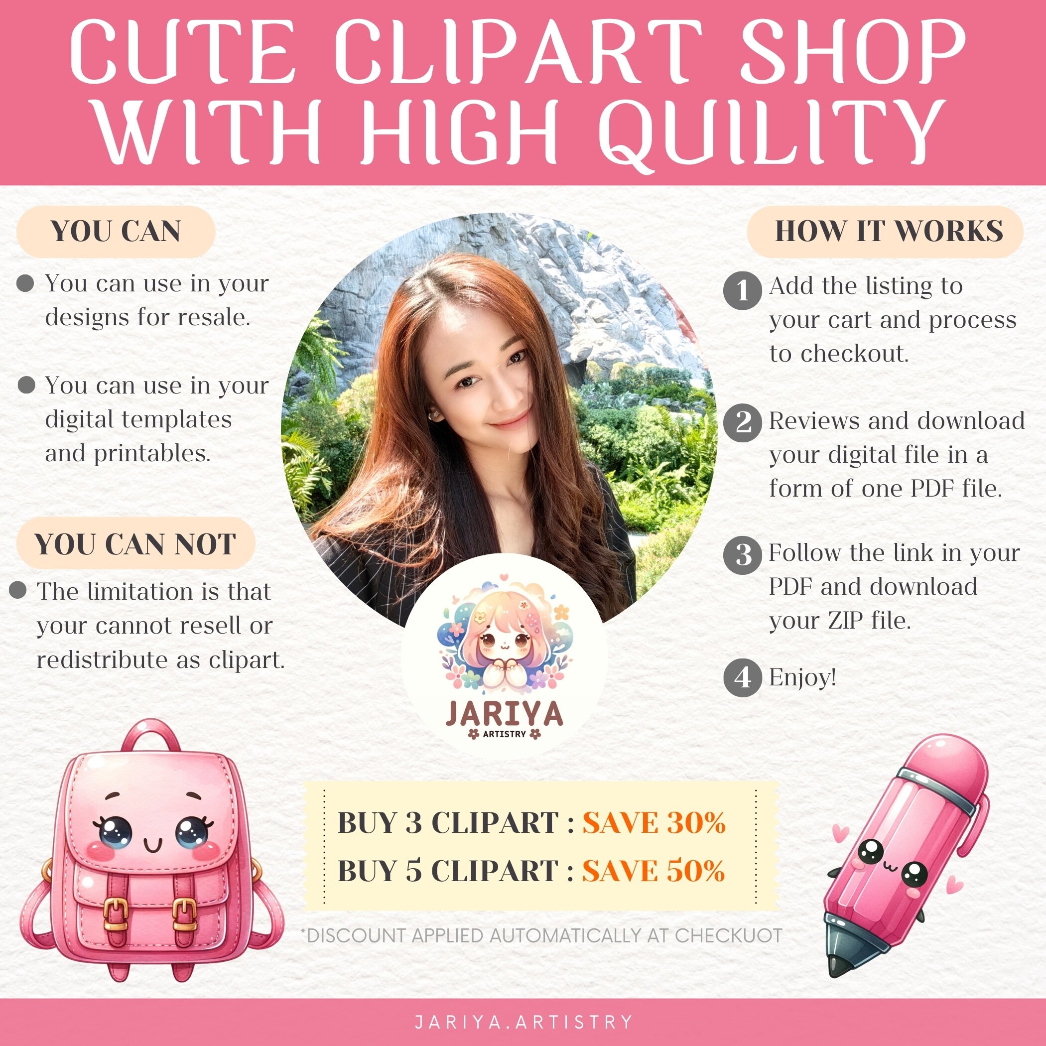 Cute Classroom Clipart Bundle - School Backpack PNG, Cute Graphics ...