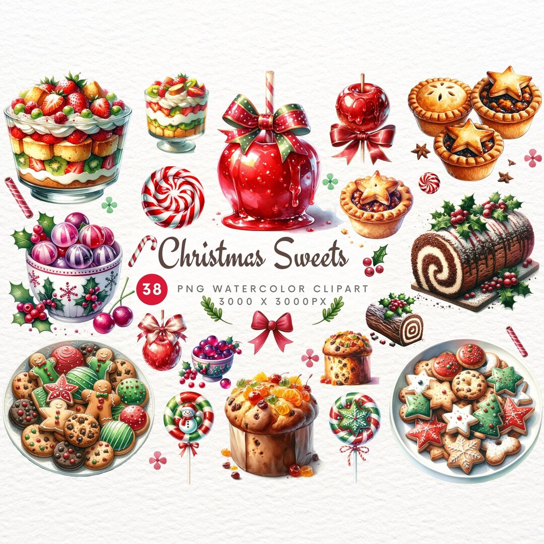 Christmas Sweets Clipart Bundle, Christmas Sweets Clipart PNG ...