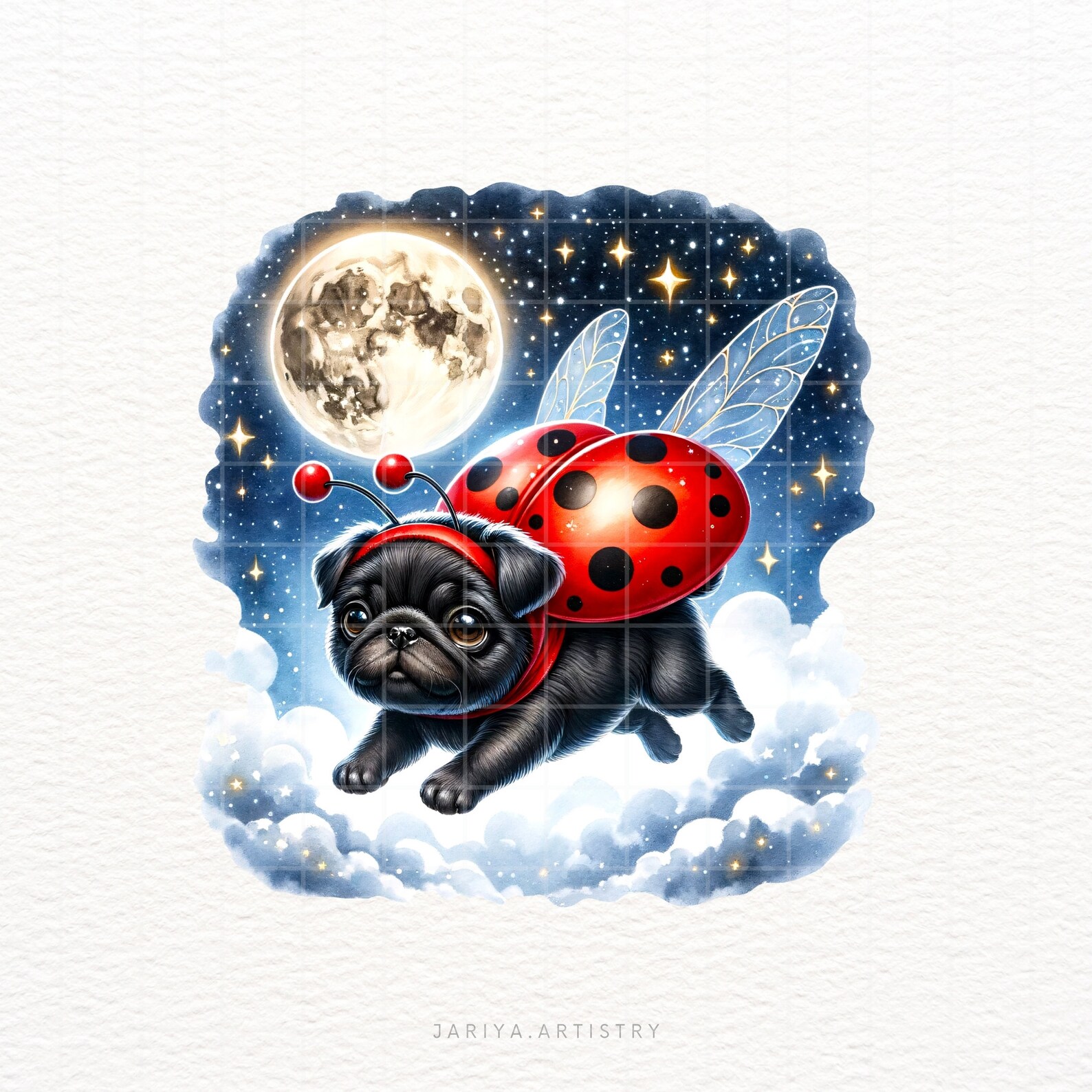 Puppy Love: Black Pug Ladybug PNG Images for Card Making and ...