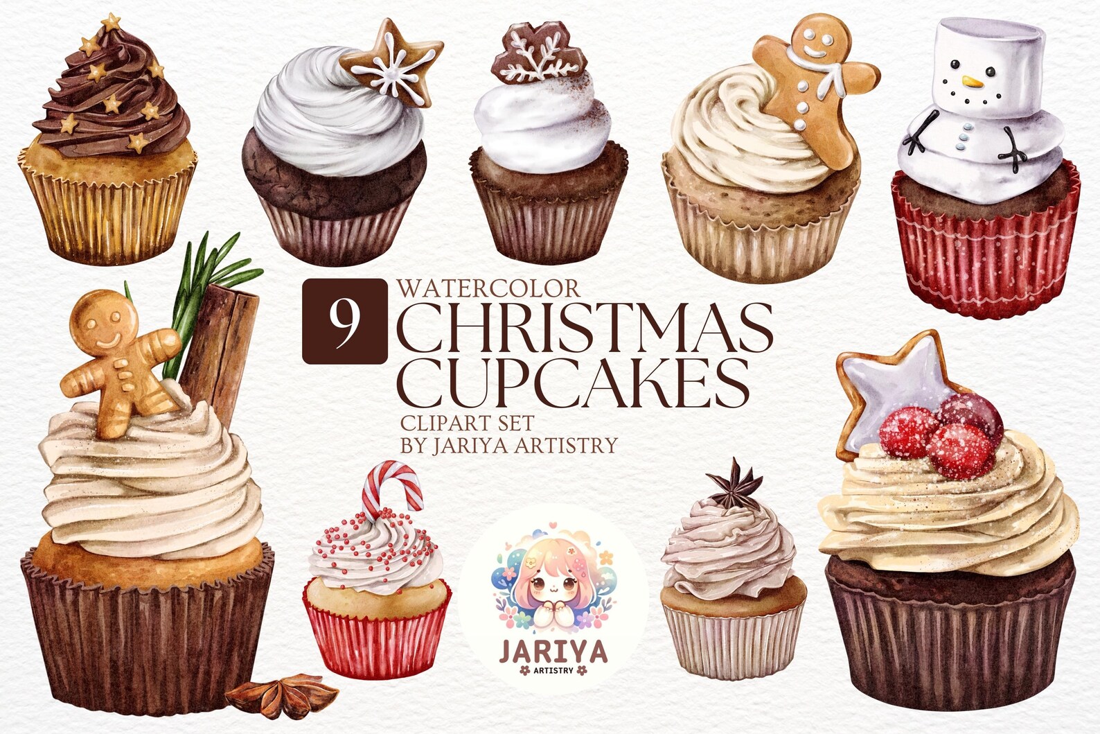 Festive Christmas Cupcake Clipart: Delightful Holiday-themed ...