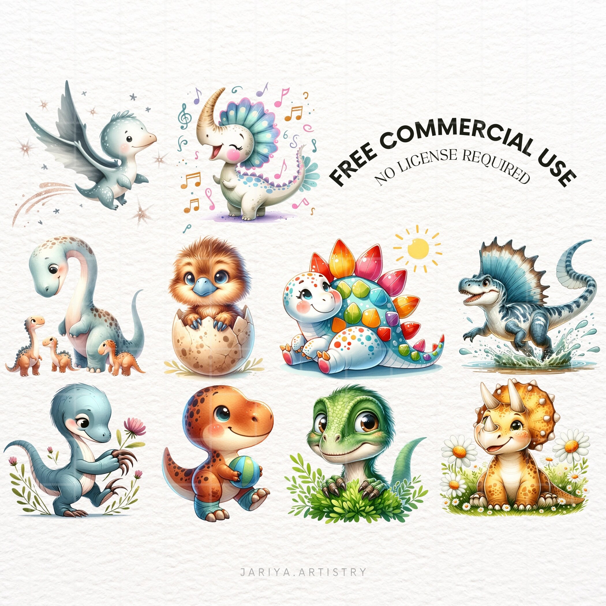 Cute Dinosaur Clipart Collection - Instant Download PNG - Etsy