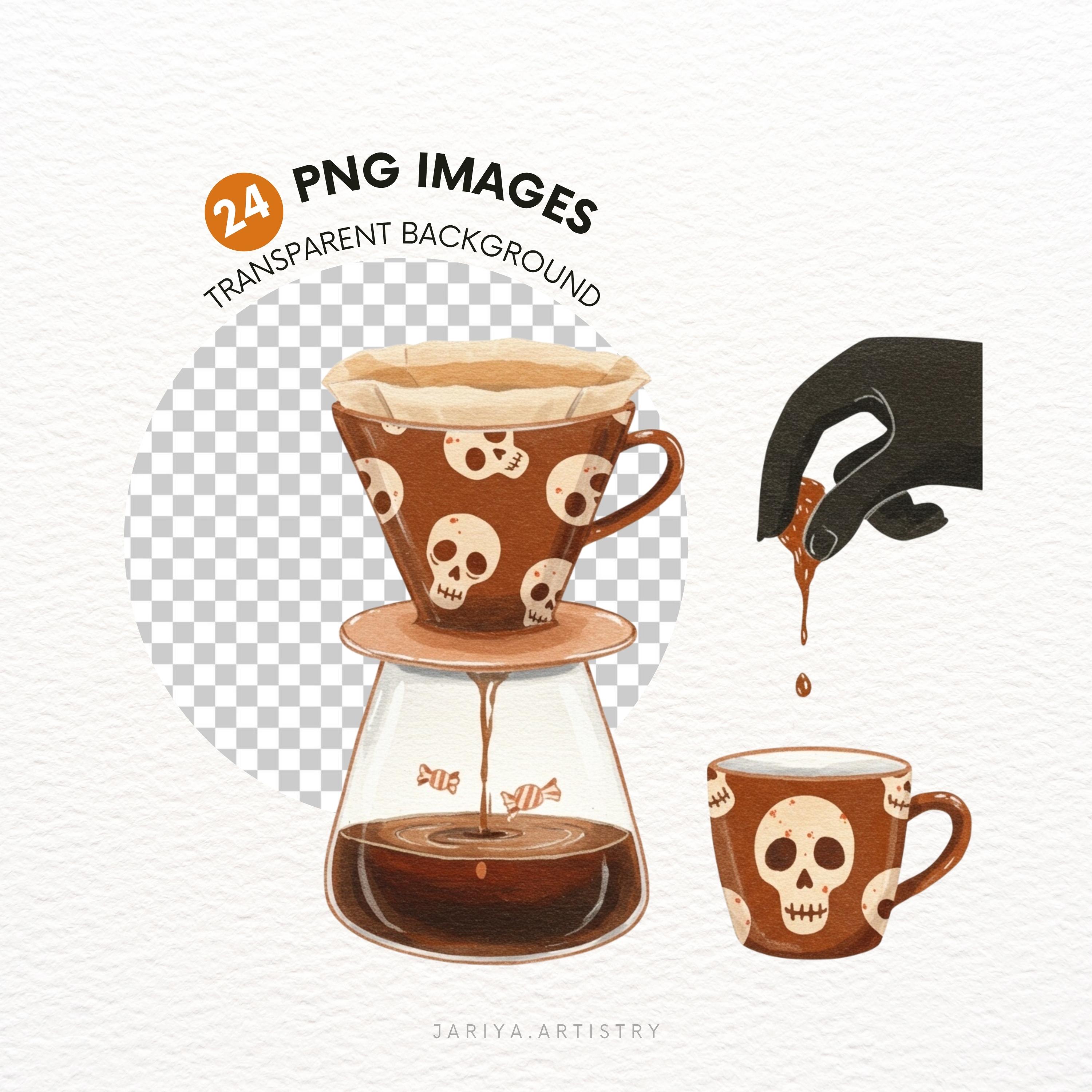 Spooky Halloween Cafe Clipart: Watercolor Coffee Menu Board PNG ...