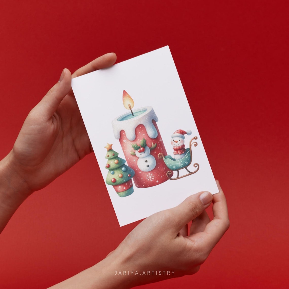 Cute Christmas Clipart Bundle, Watercolor Cute Christmas PNG, Cute ...