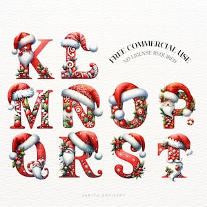 Festive Santa Alphabet Clipart Set - A-Z PNG Designs, Prints ...