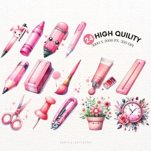 Cute Classroom Clipart Bundle - School Backpack PNG, Cute Graphics ...