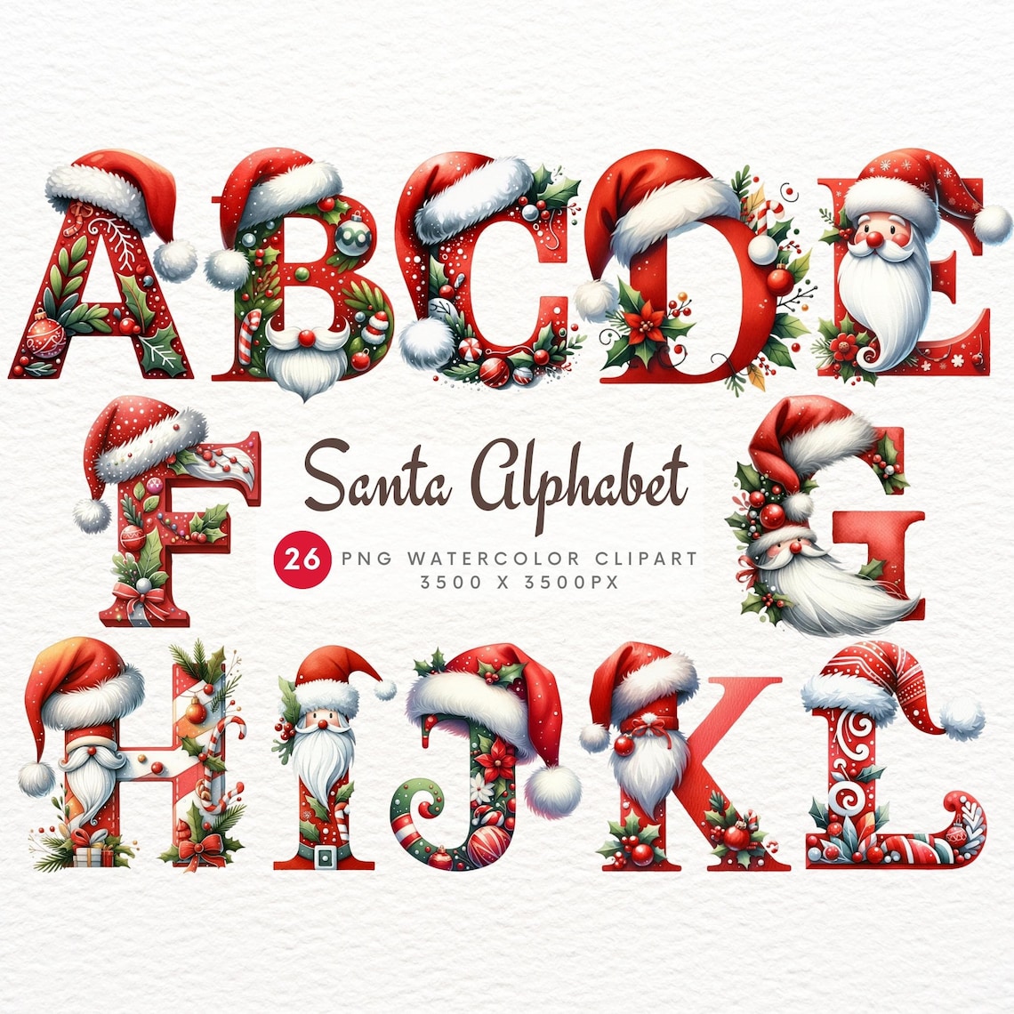 Santa Alphabet Clipart Bundle A-Z Clipart PNG Santa Alphabet - Etsy UK