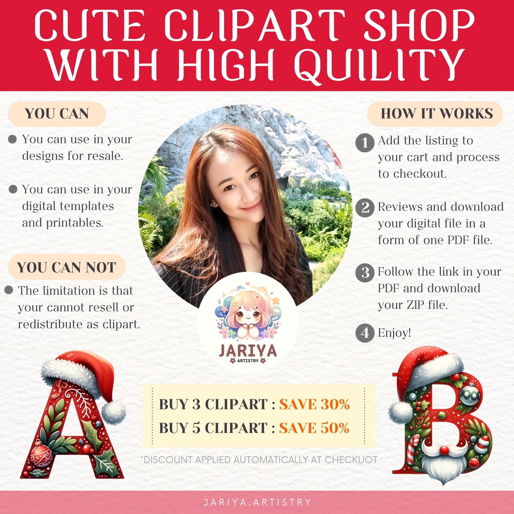 Festive Santa Alphabet Clipart Set - A-Z PNG Designs, Prints ...