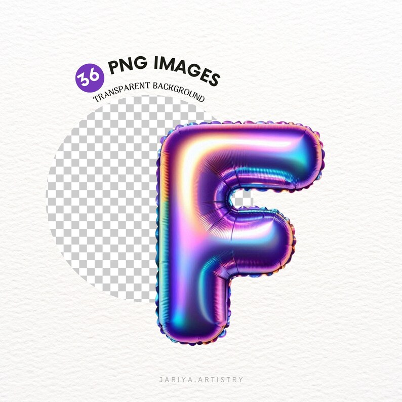 Holographic Purple Balloon Letter Clipart, A-Z Clipart PNG, Holographic ...