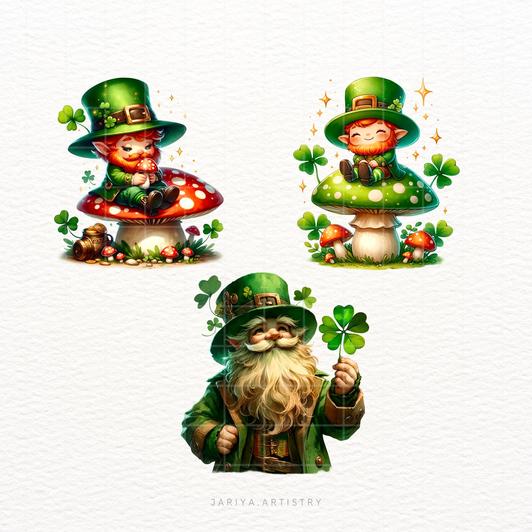 Cute St. Patrick's Day Animal Clipart Set - Cute Watercolor Shamrock ...