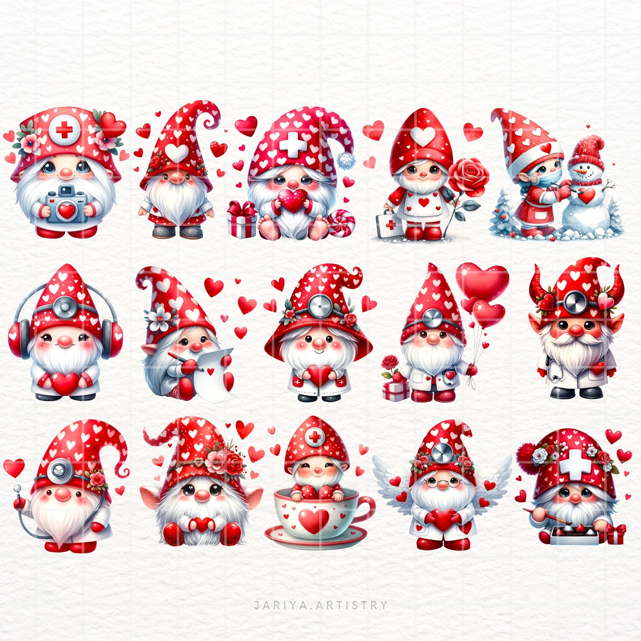 Doctor & Nurse Gnome Clipart, Medical Gnomes Watercolor PNG, Love ...