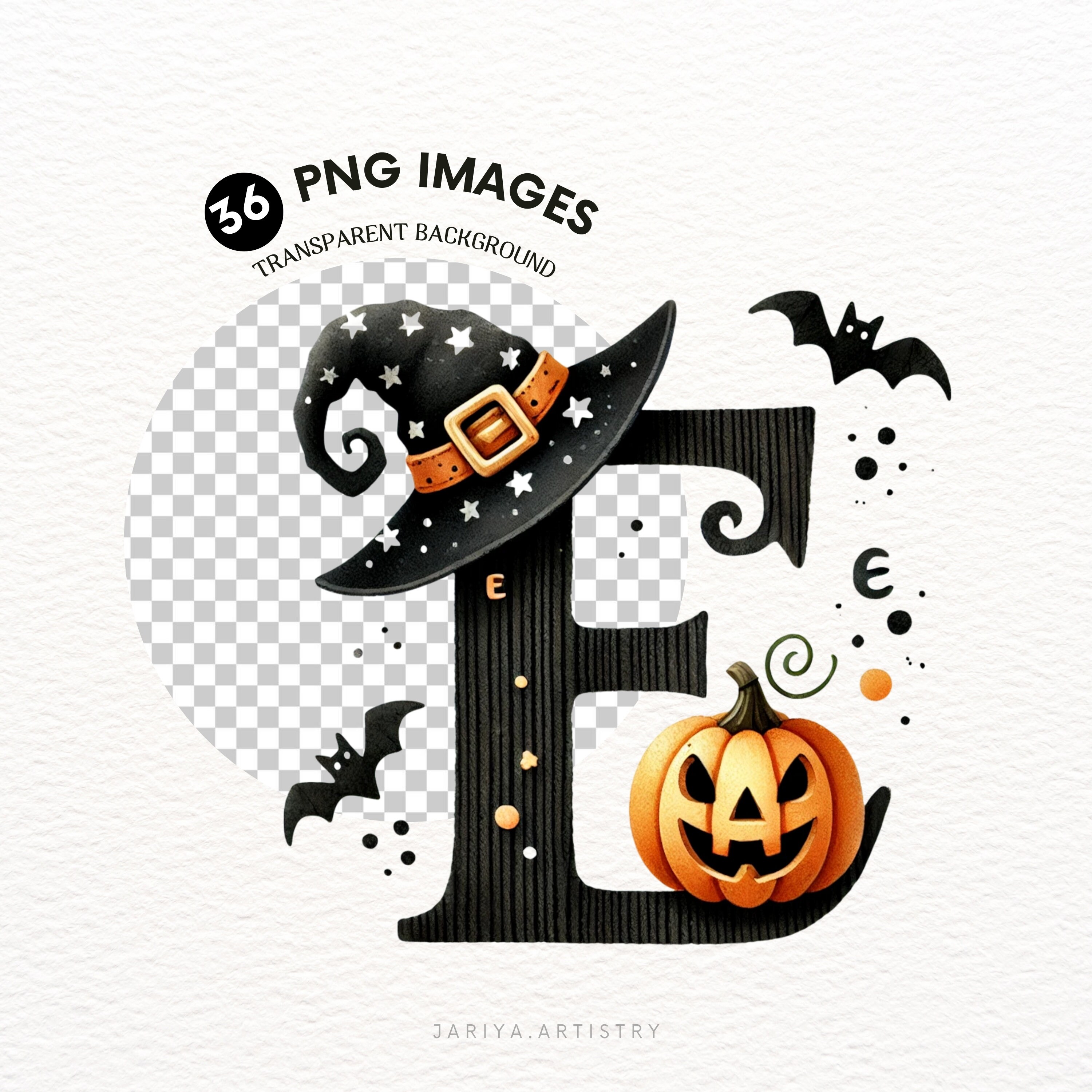 Watercolor Halloween Alphabet Clipart: Spooky Letter PNG Designs - Etsy