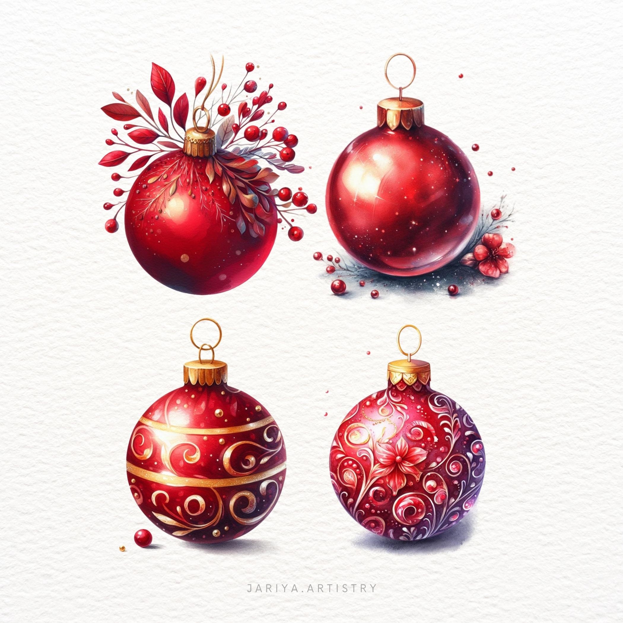 Red Christmas Ball Clipart Bundle, Red Christmas Ball PNG, Red ...