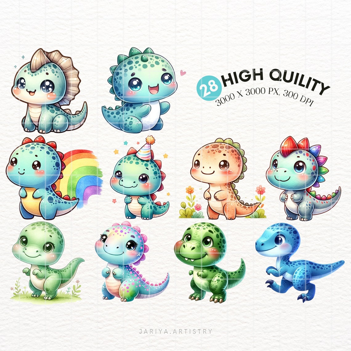 Adorable Baby Dinosaurs Clipart Set - PNG Files for Sublimation ...