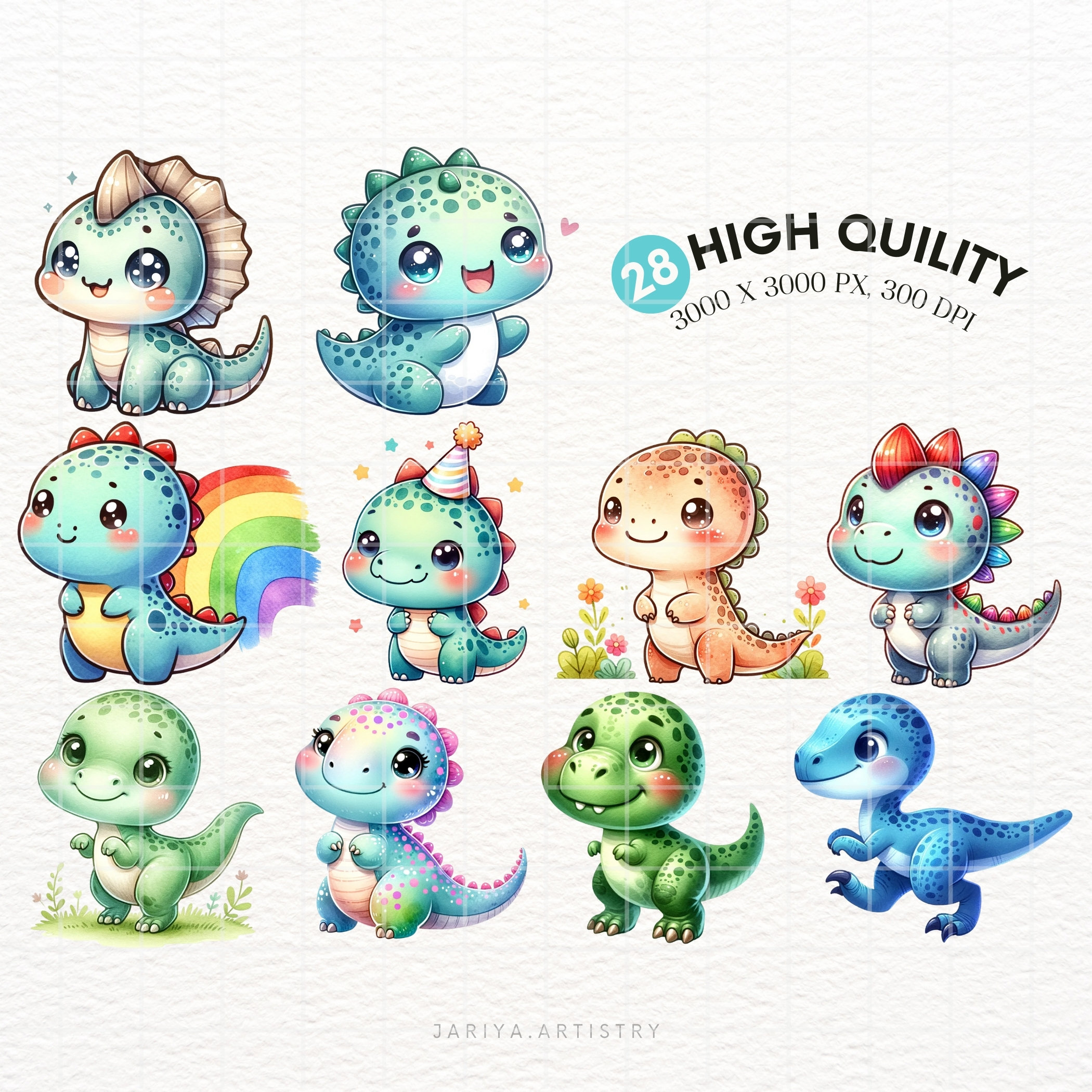 Adorable Baby Dinosaurs Clipart Set - PNG Files for Sublimation ...