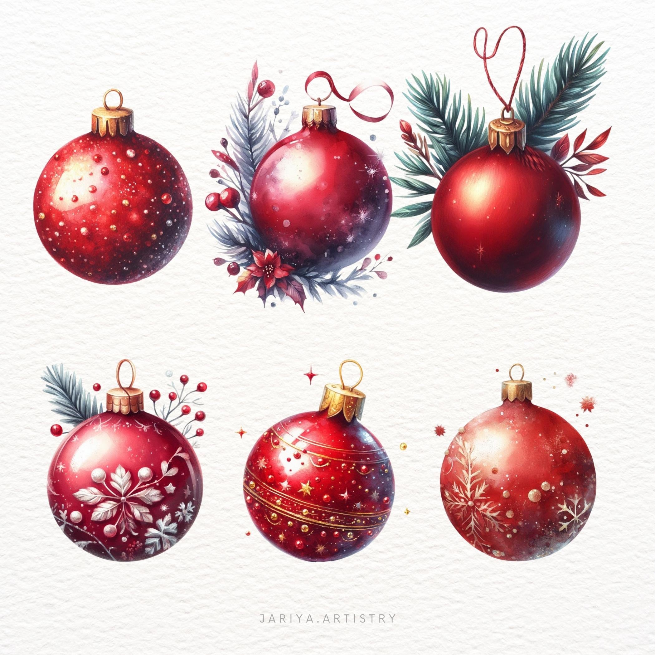 Red Christmas Ball Clipart Bundle, Red Christmas Ball PNG, Red ...