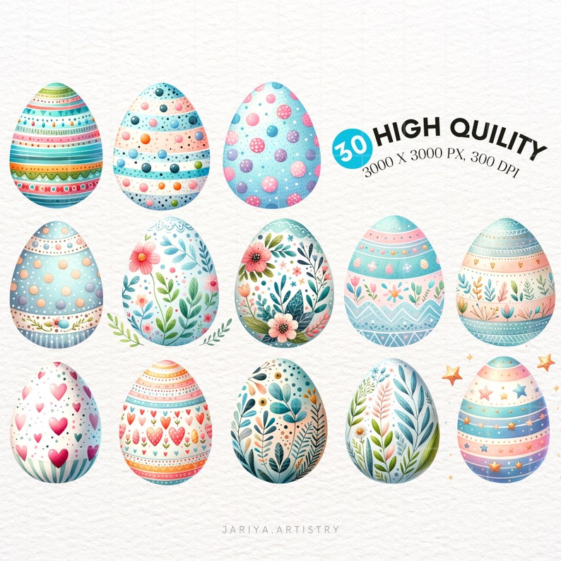 Easter Eggs Clipart, Watercolor Easter Bunny PNG, Watercolor Easter ...