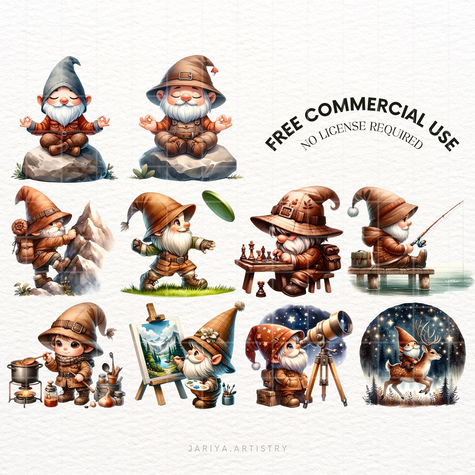 Cute Watercolor Camping Gnome Clipart, Outdoor Adventure Gnomes Clipart ...