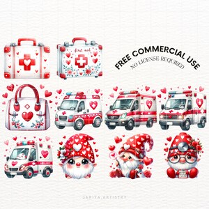 Doctor & Nurse Gnome Clipart, Medical Gnomes Watercolor PNG, Love ...