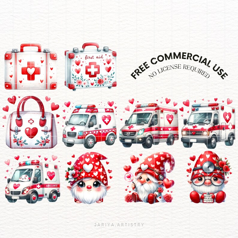 Doctor & Nurse Gnome Clipart, Medical Gnomes Watercolor PNG, Love ...