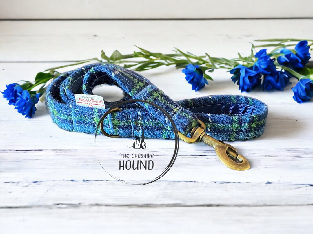Harris Tweed Blue Green Check Tartan Dog Lead Leash Leads for Dogs and ...