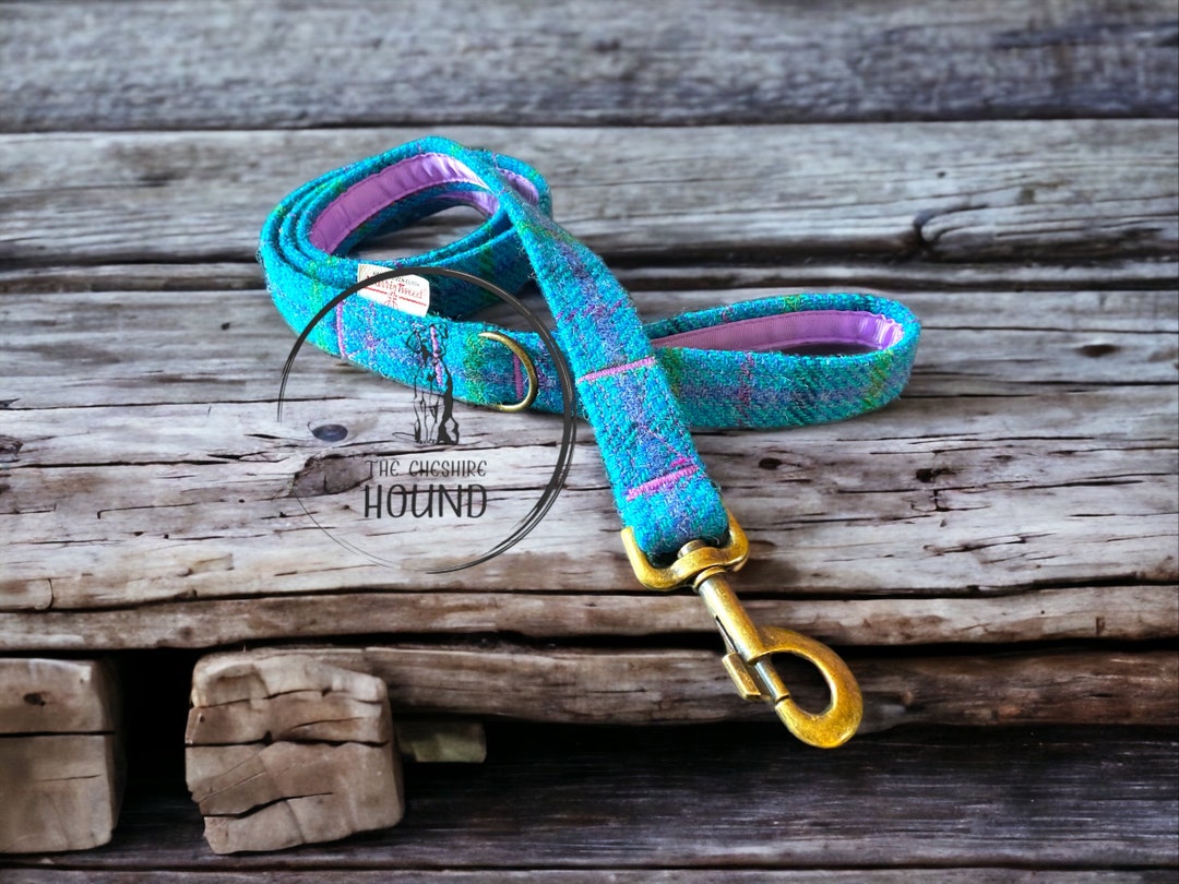Harris Tweed Turquoise Check Tartan Dog Lead Leash Leads for Dogs and ...