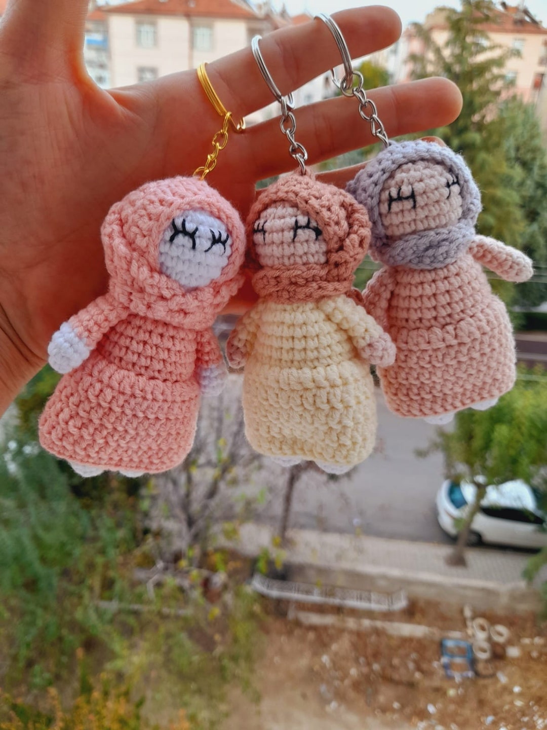 Hijab Mini Toy Keychain 3 Pieces Amigurumi Crochet - Etsy