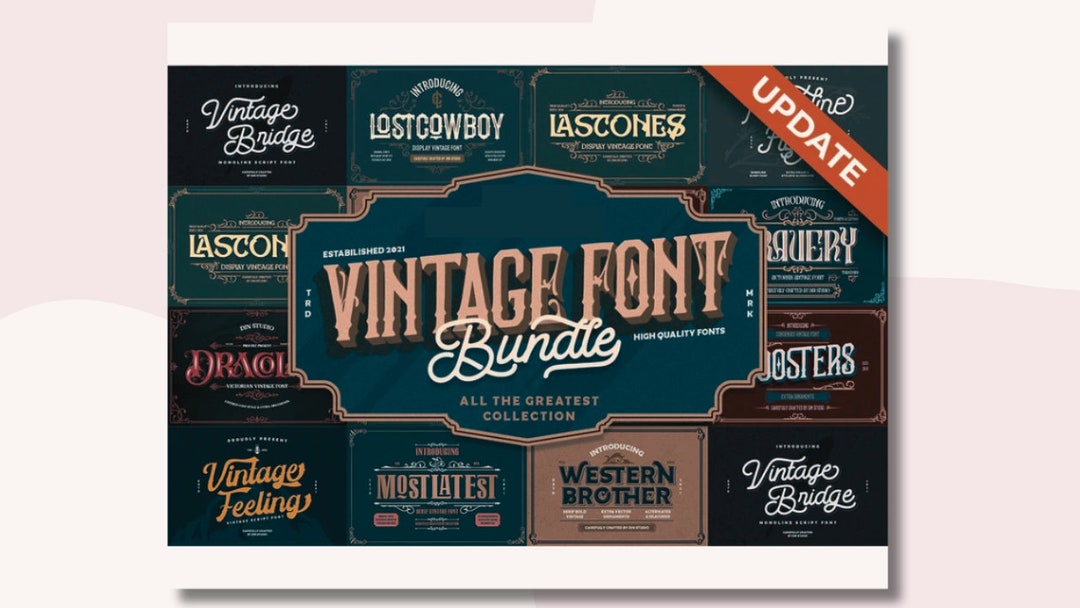 Vintage Font Pack 2 Fonts SVG Instant Digital Download procreate Fonts ...