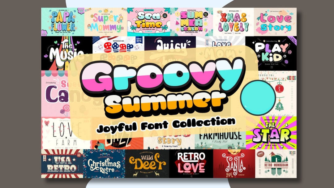 Groovy Summer Font Bundle Instant Digital Download procreate Prints ...