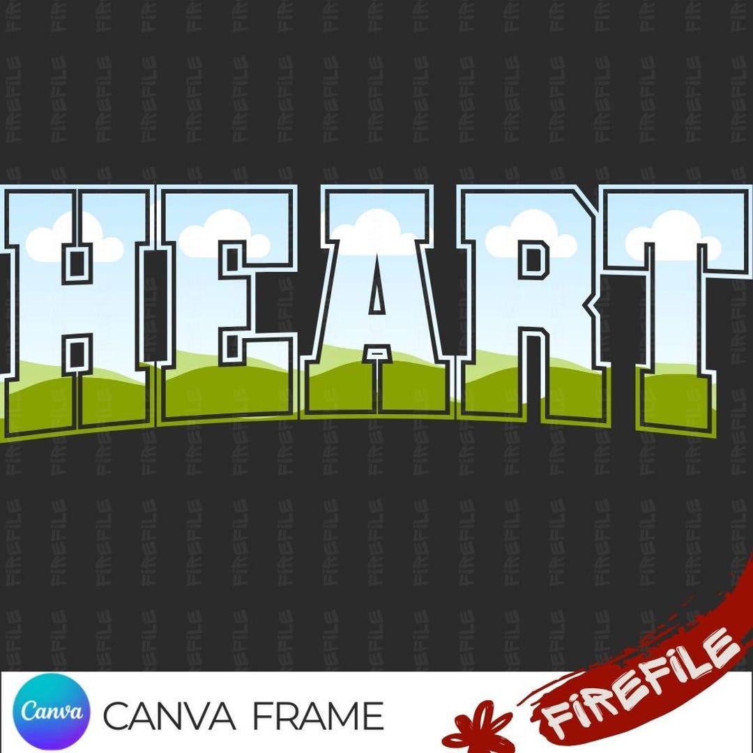Heart Canva Frame Template | Varsity Arch Heart | Drag and Drop Varsity ...