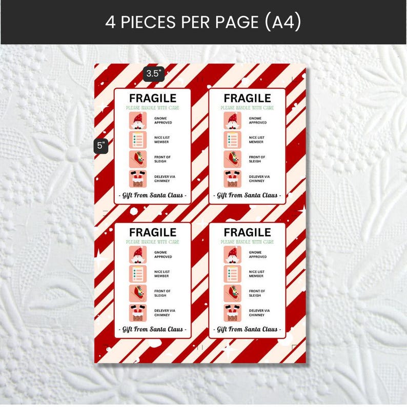 Christmas Fragile Shipping Label Canva Template | From Santa Christmas ...