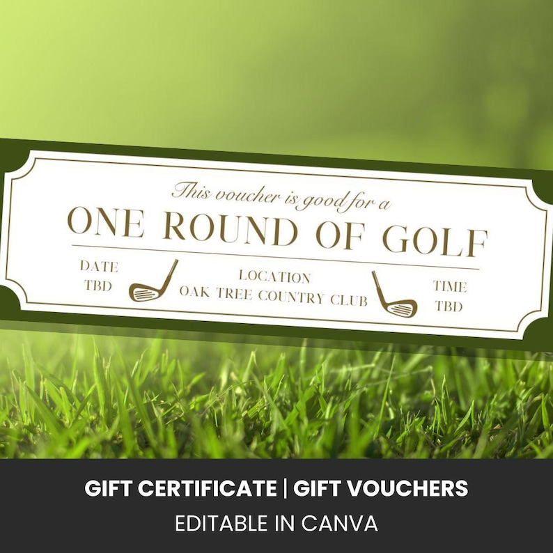 Golf Gift Voucher Template | Golf Certificate Coupon | Golf Ticket ...