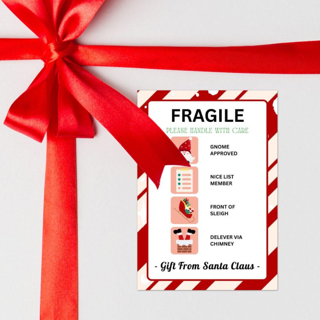 Christmas Fragile Shipping Label Canva Template | From Santa Christmas ...