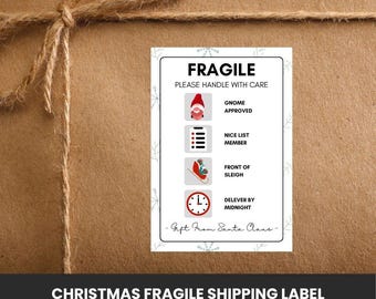 Christmas Fragile Label Canva Template | Printable Santa's Workshop ...