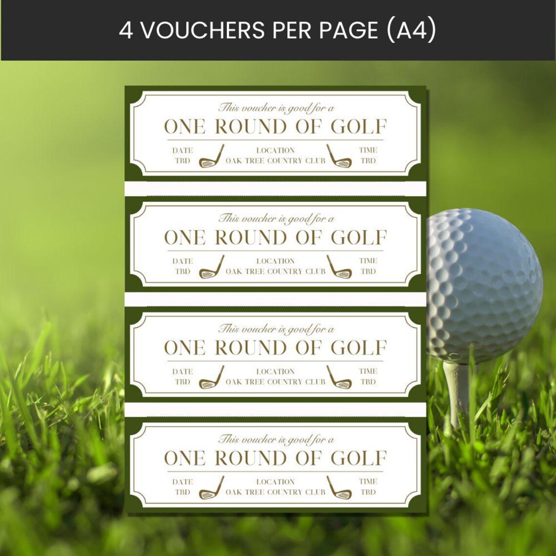Golf Gift Voucher Template | Golf Certificate Coupon | Golf Ticket ...