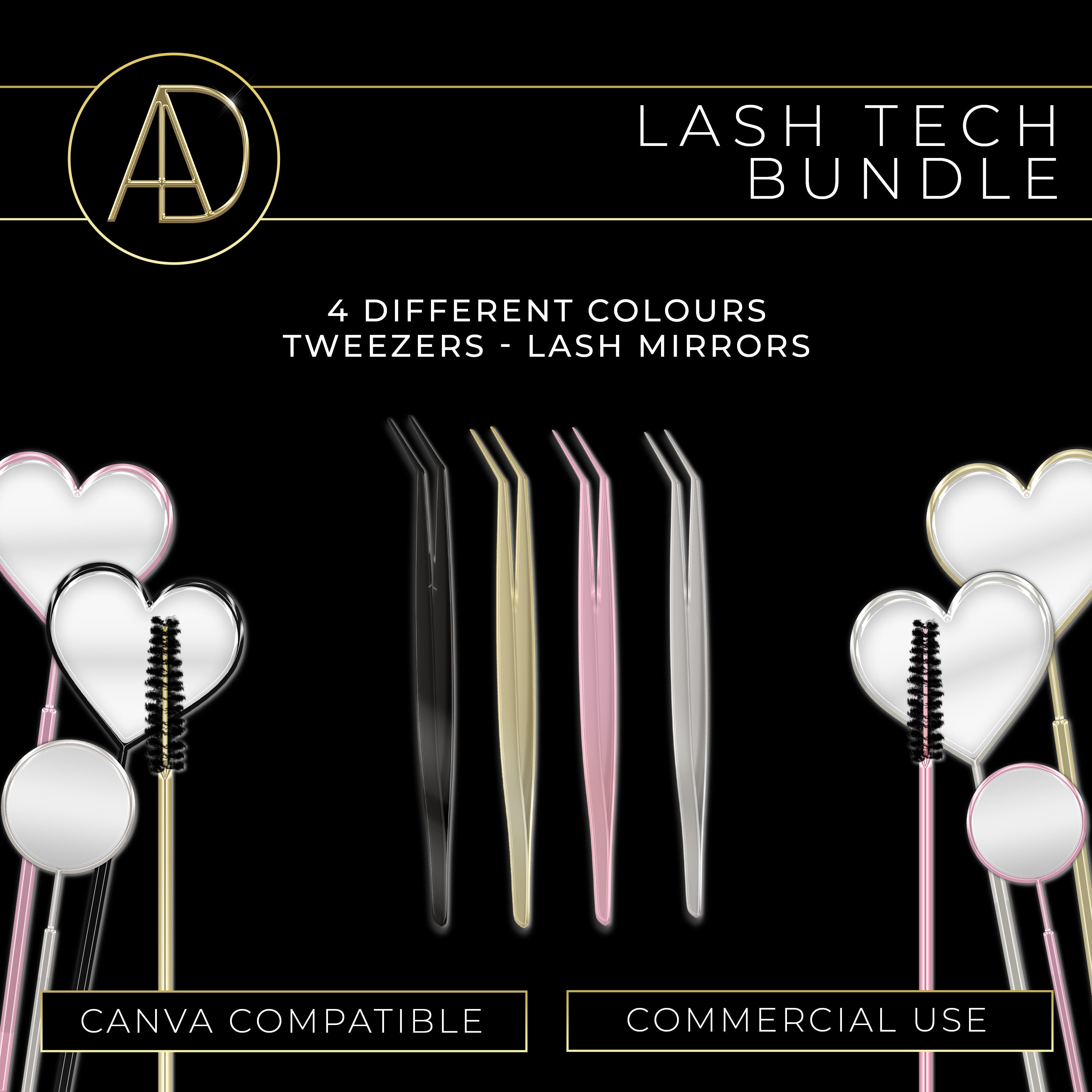 LASH TECH BUNDLE, Clip Art, Tweezers, Clipart, Commercial Use, Lash ...