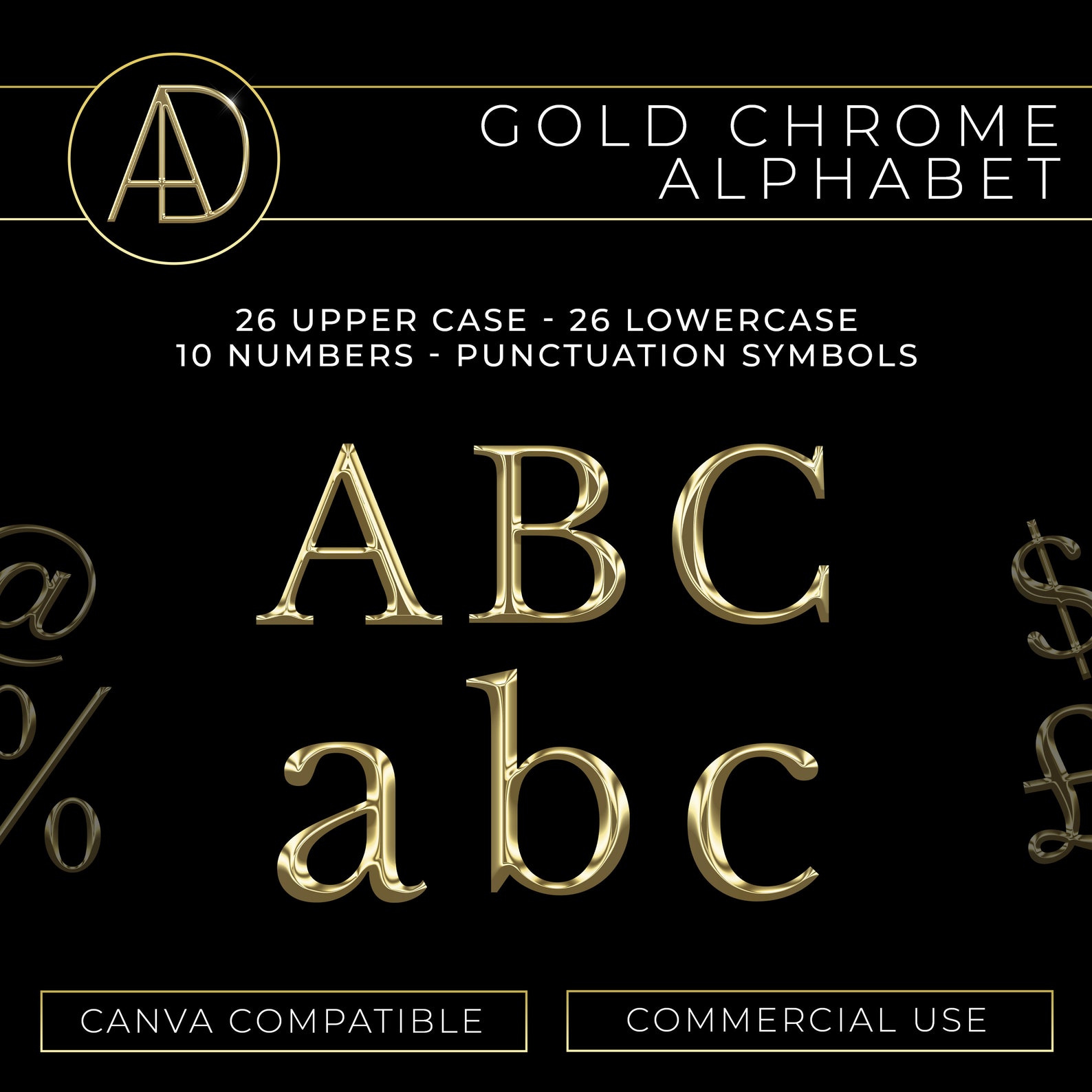 Gold Chrome Letters, Gold Chrome Alphabet, Clipart, PNG Letters, Gold ...