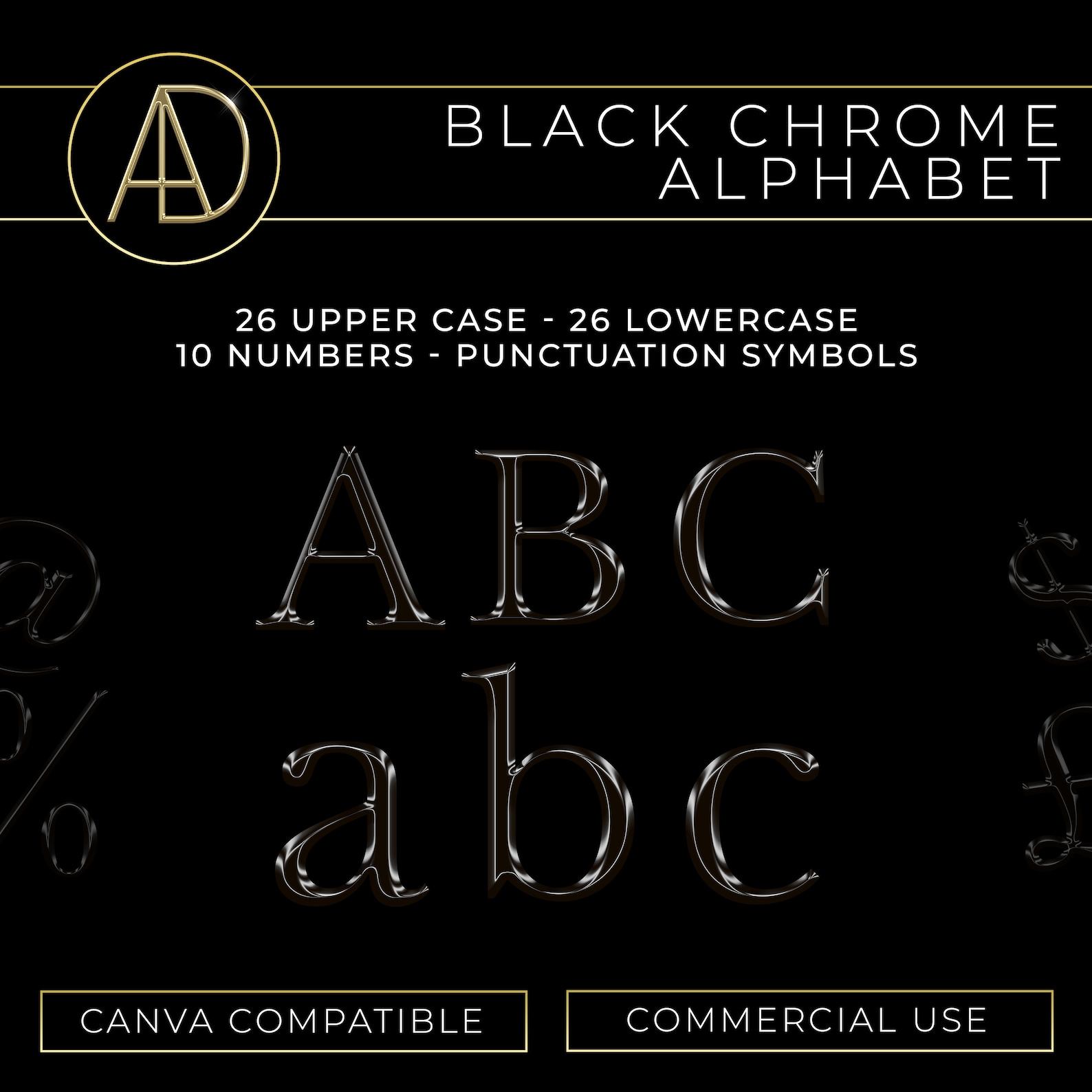 Black Chrome Letters, Black Chrome Alphabet, Clipart, PNG Letters ...