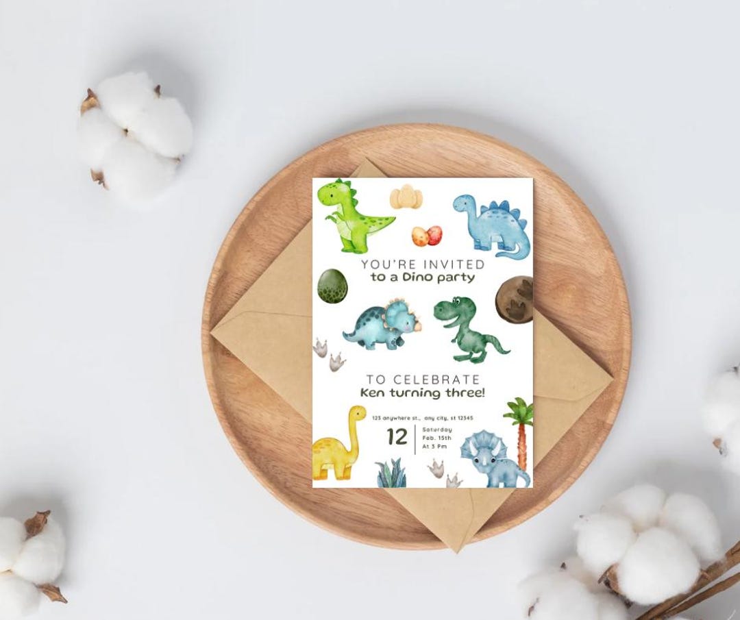 Dinosaur Dino Boys Birthday Party Invitation Digital Template - Etsy
