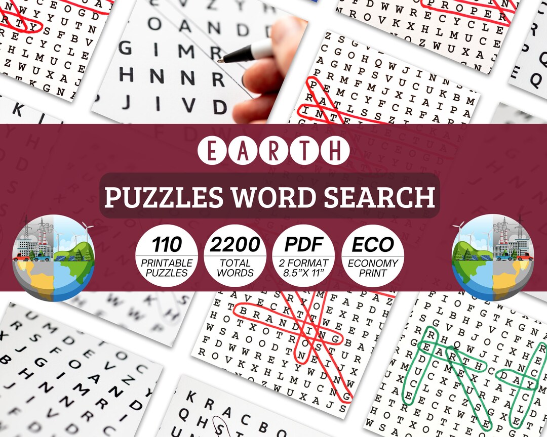 110 Word Search Puzzle Game Printable Pages for Adults Earth - Etsy ...