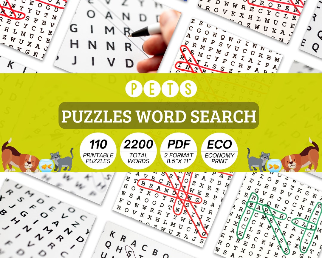 110 Word Search Puzzle Game Printable Pages for Adults - Etsy
