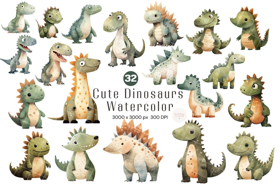 Watercolor Dinosaur Clipart Collection Nursery Clipart - Etsy